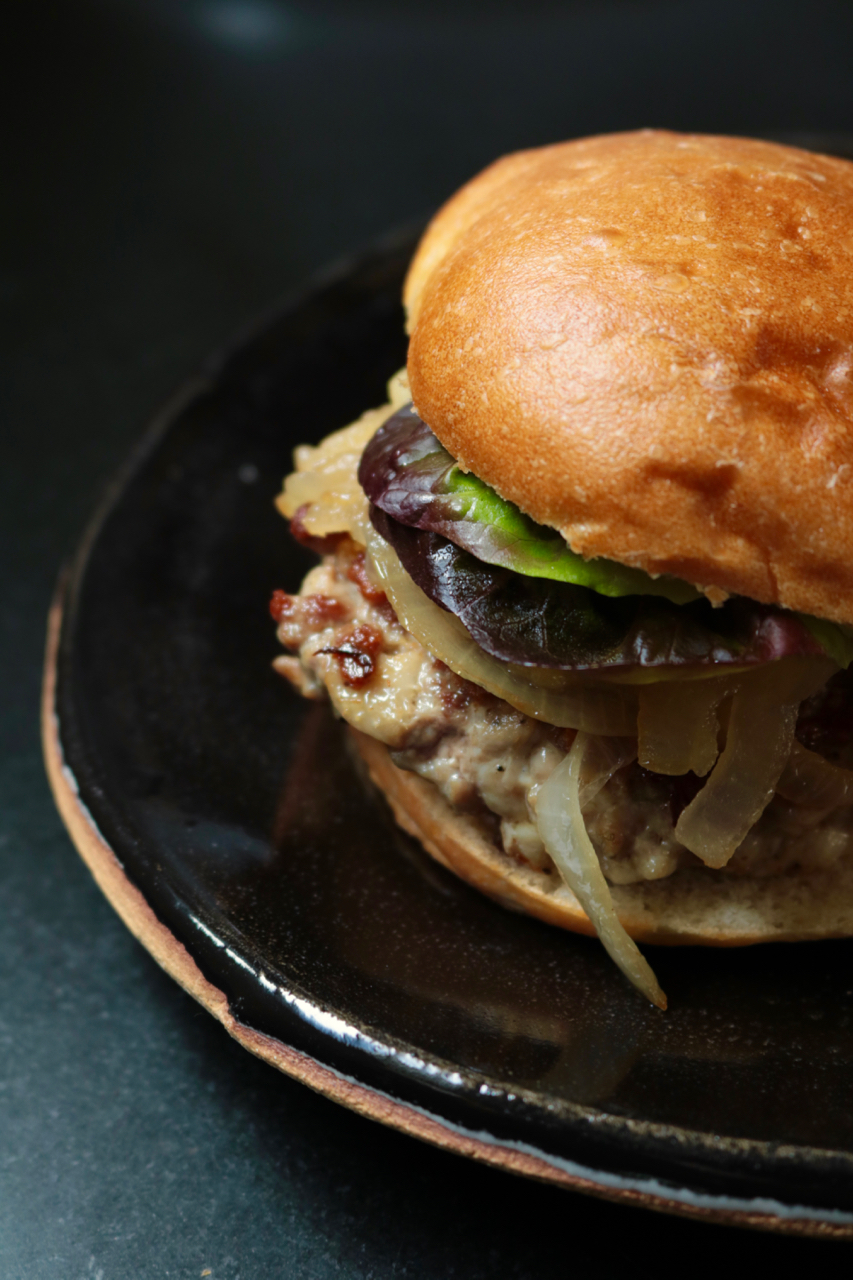 Duck Burgers with Apple and Onion Sauté